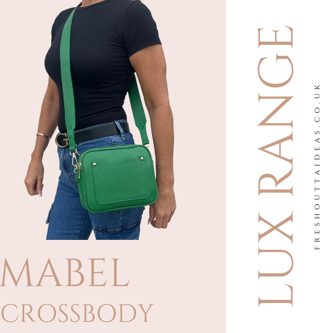 Mabel - Italian Leather, Double Zip, cross body with wide leather stra ...